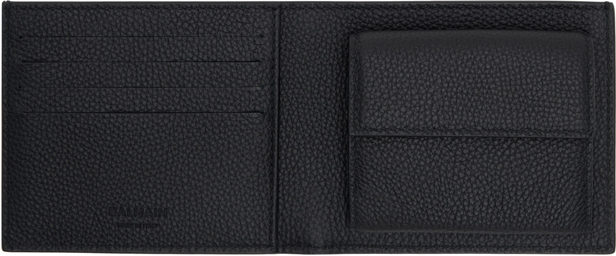 Balmain Black Leather Flap Wallet Balmain