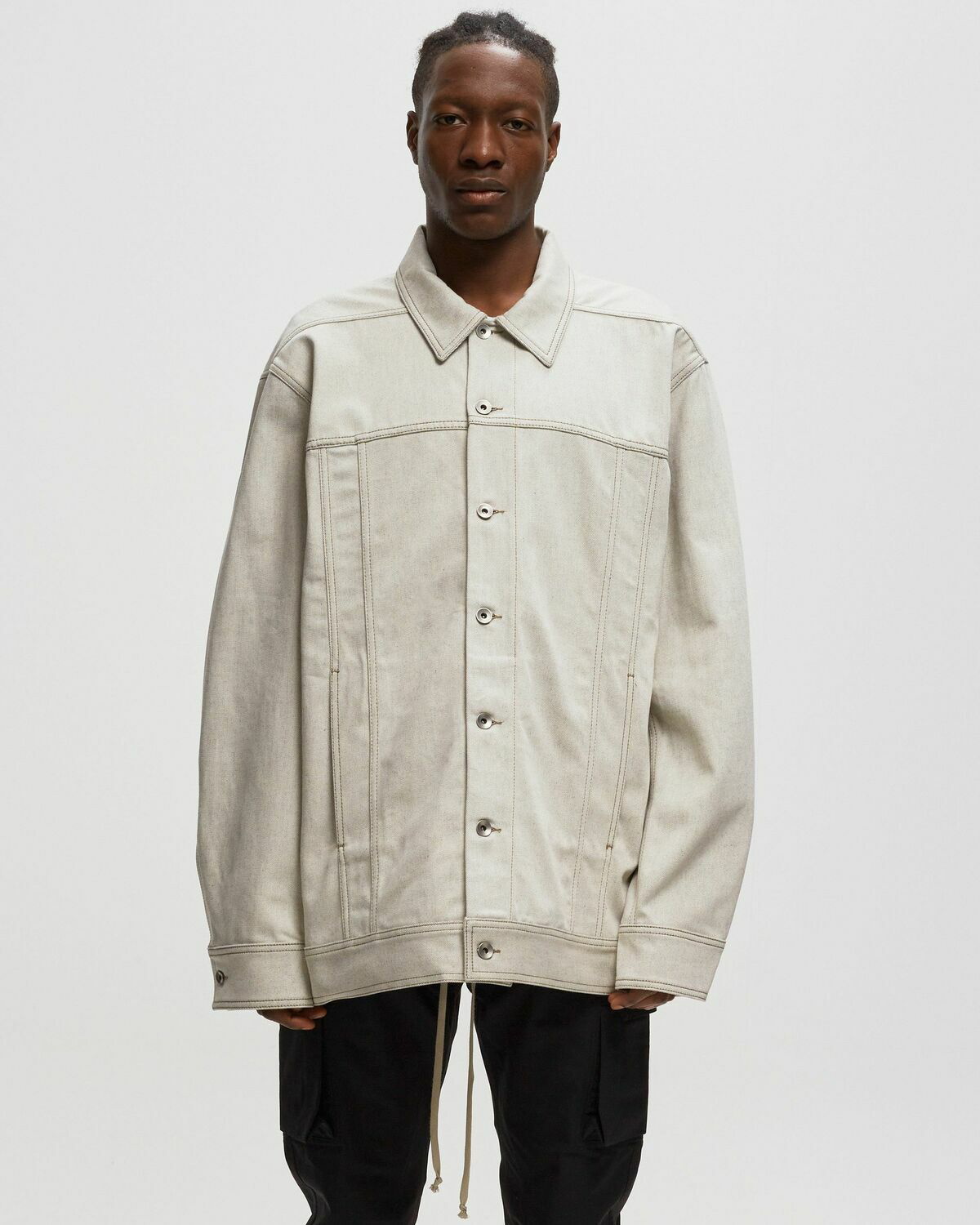 Rick Owens Drkshdw Jumbo Worker Denim Jacket Beige Denim Jackets Rick Owens