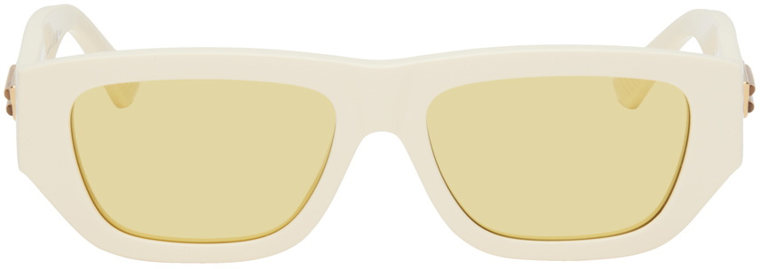 Bottega Veneta Off-White Rectangular Sunglasses Bottega Veneta