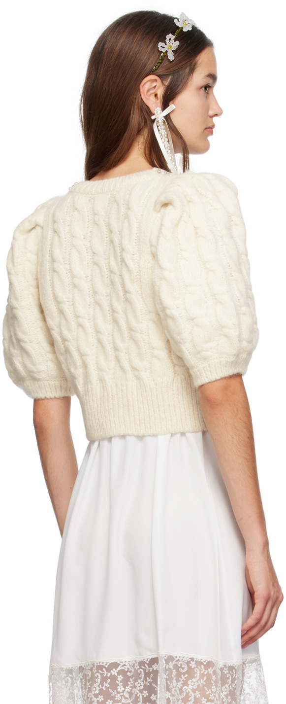 Simone Rocha Off-White Cropped Cardigan Simone Rocha