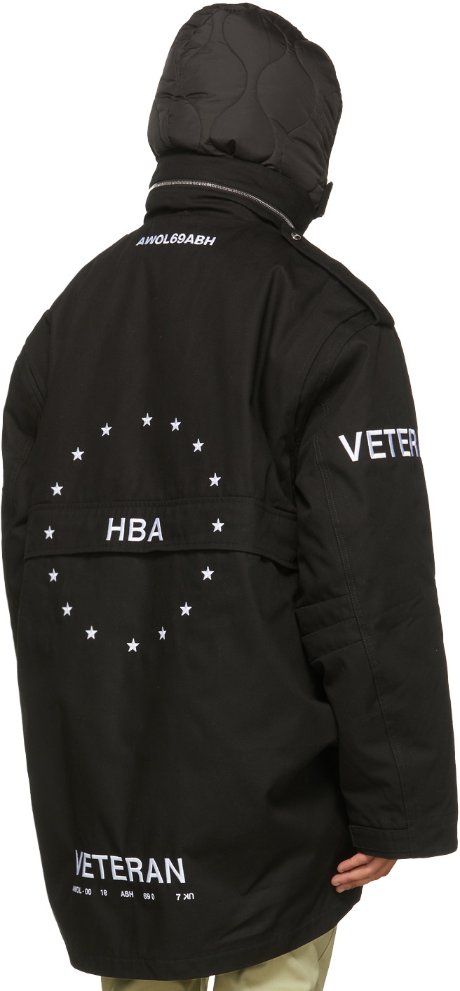 Hood by Air Black Veteran Insulated Embroidered Jacket Hood By Air