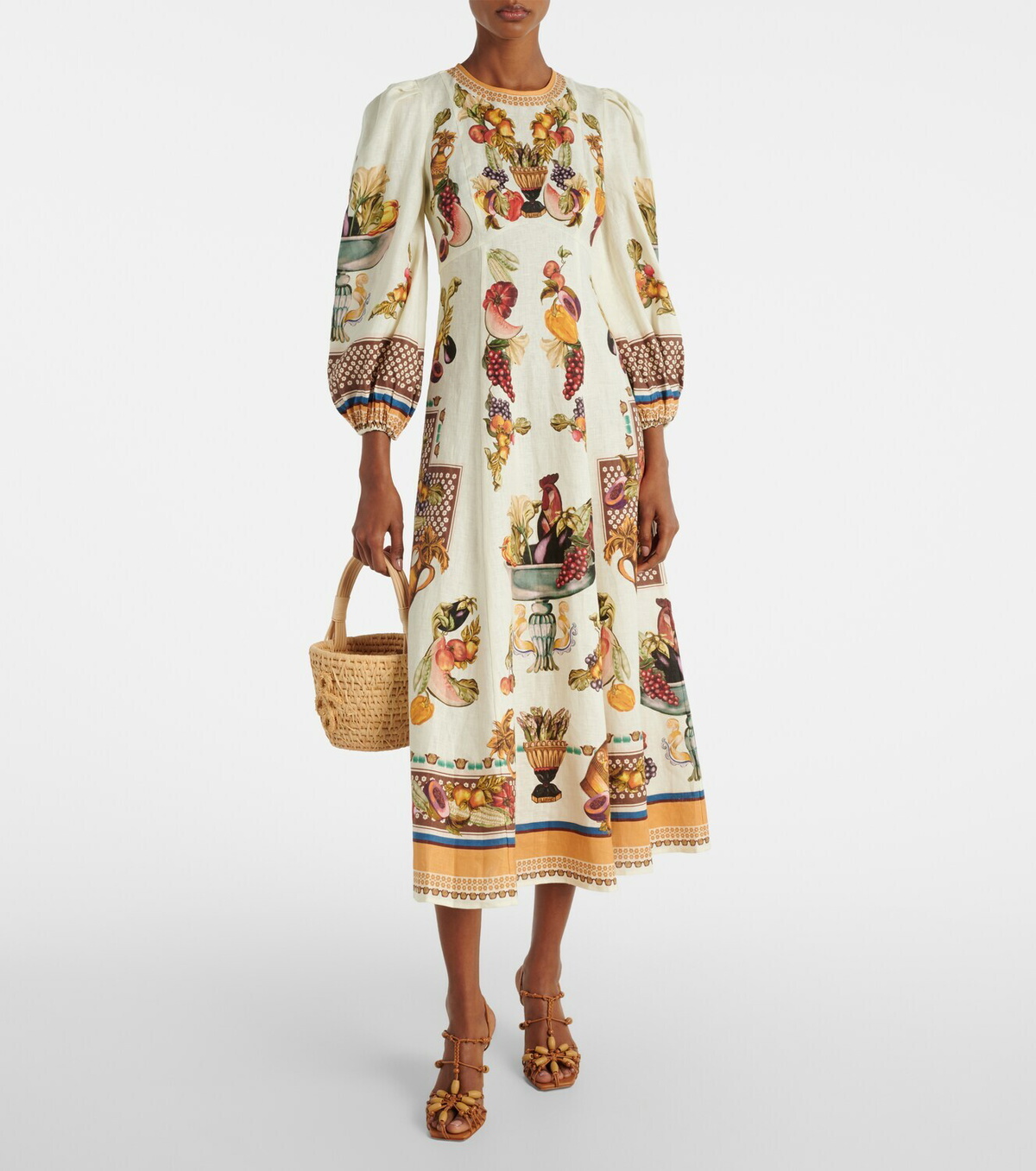 Alémais Mercado printed linen midi dress ALÉMAIS