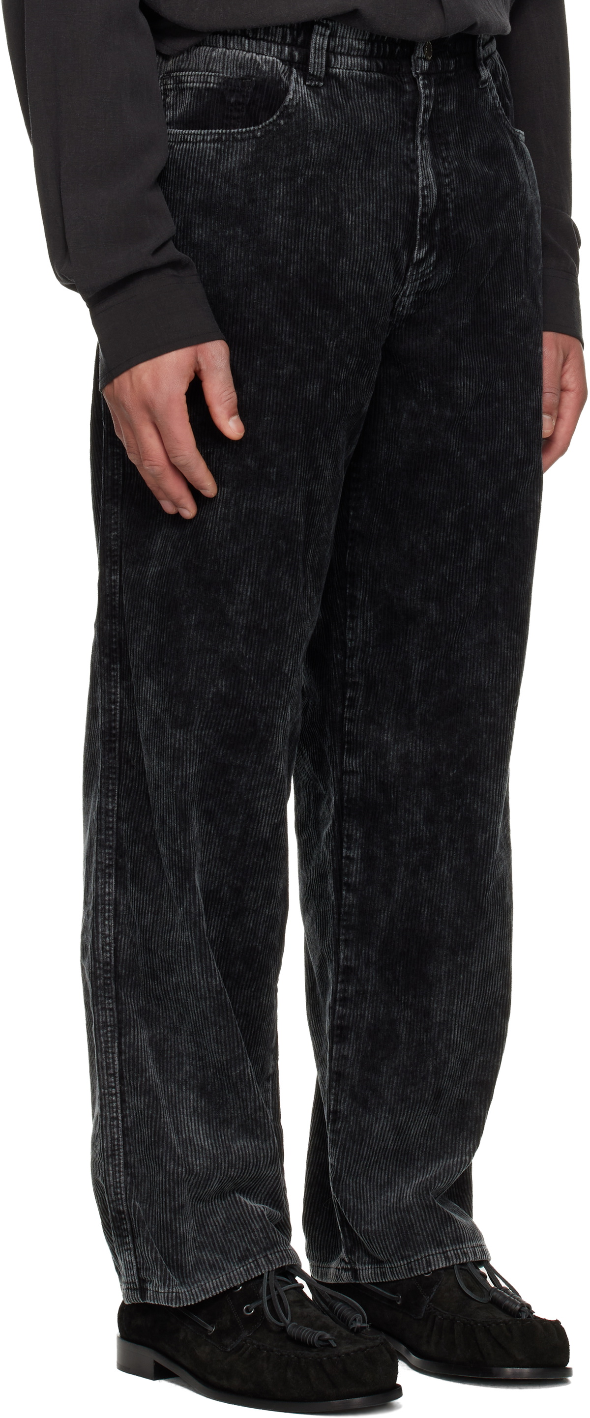 Solid Homme Black Washed Corduroy Trousers Solid Homme