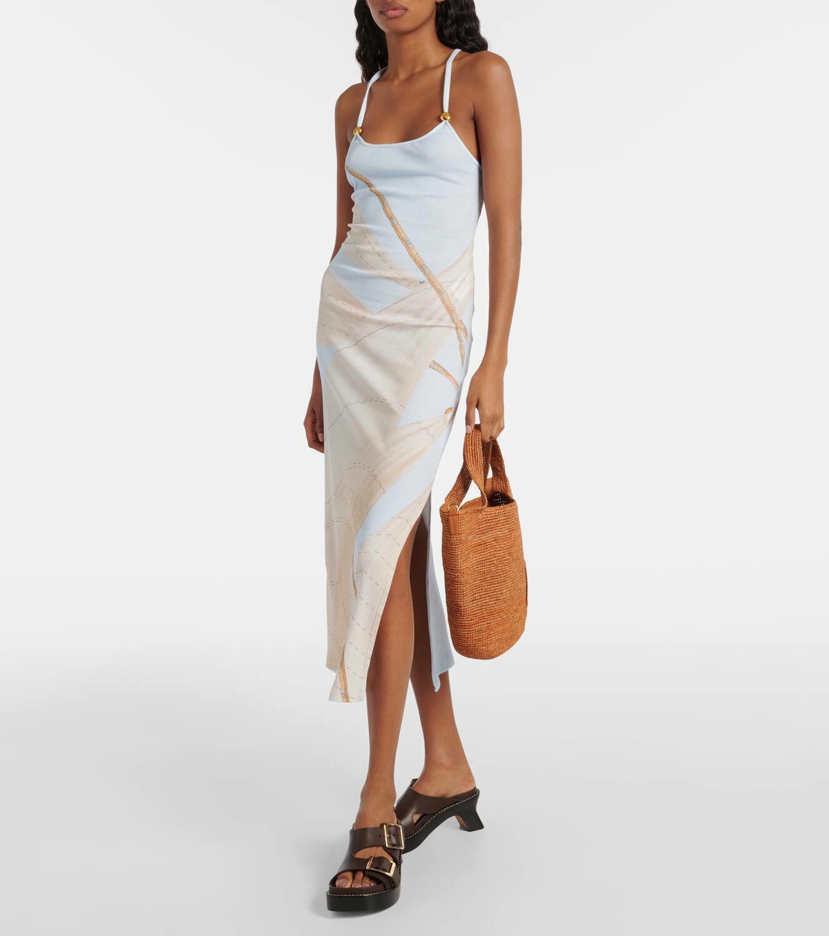 Loewe Slit Mini raffia tote bag Loewe