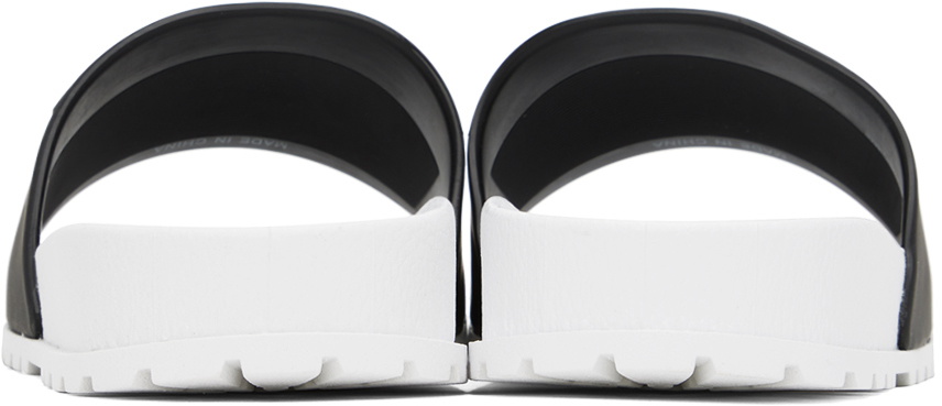 Versace Jeans Couture White & Black Embossed Pool Slides Versace