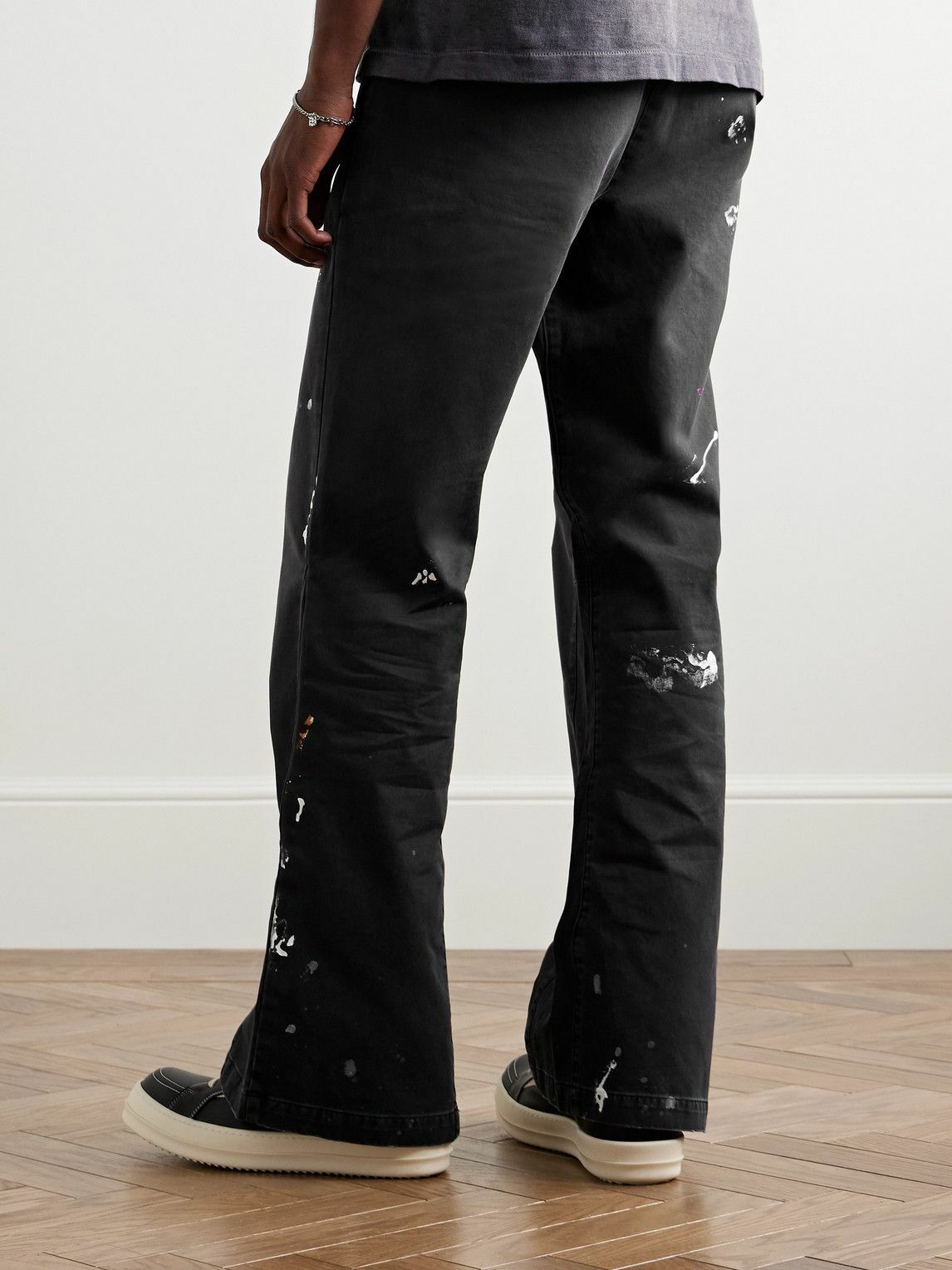 Gallery Dept. - Slim-Fit Flared Paint-Splattered Jeans - Black Gallery ...