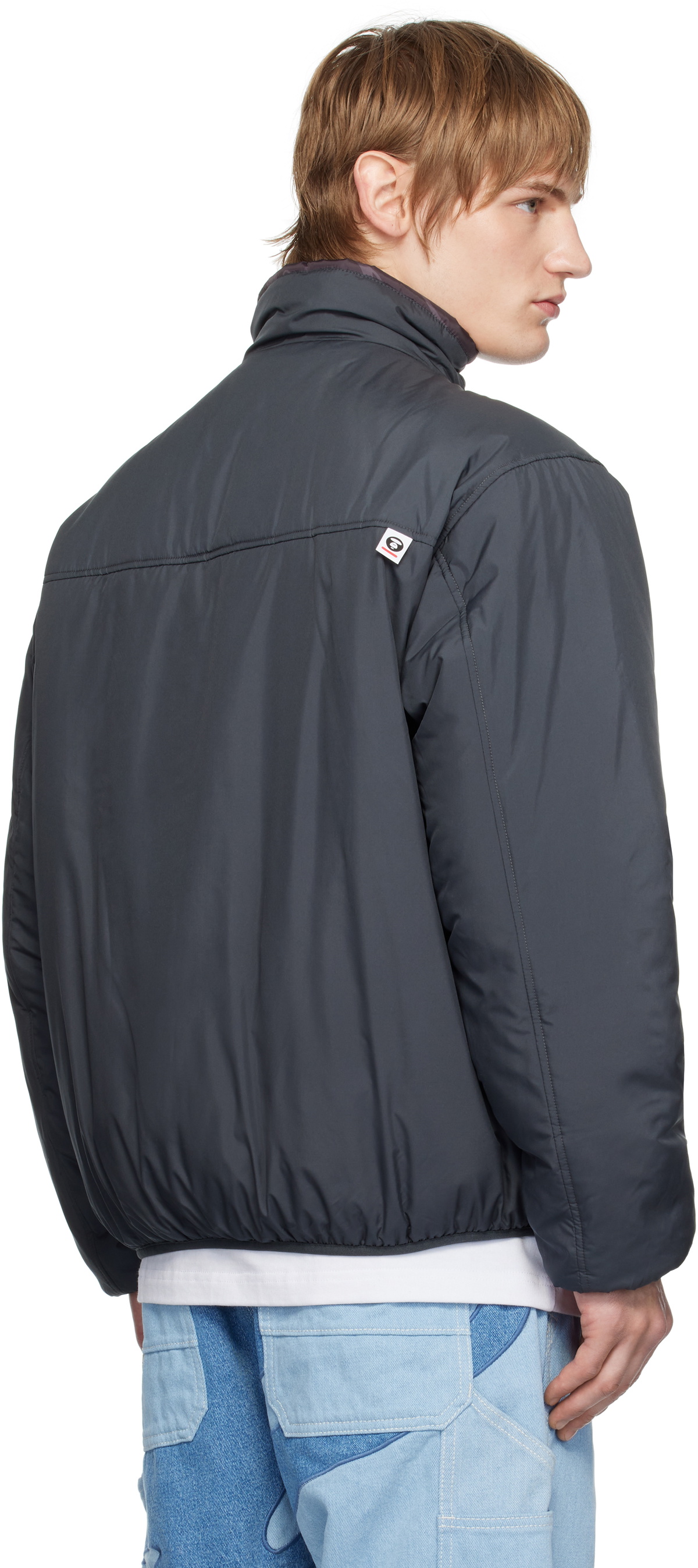 AAPE by A Bathing Ape Gray 'AAPE NOW' Moonface Logo Zip-Up Reversible ...