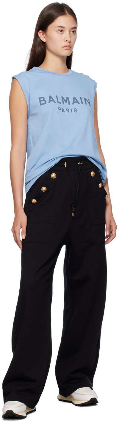 Balmain Blue Printed Tank Top Balmain