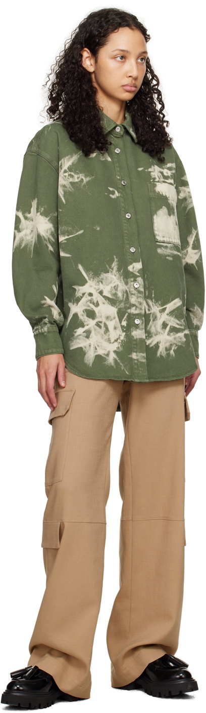 MSGM Green Bleach Denim Shirt MSGM