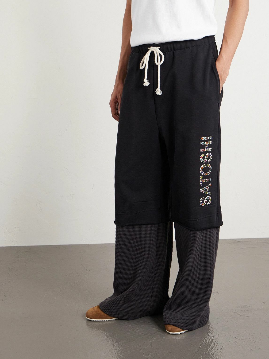 Satoshi Nakamoto - Wide-Leg Logo-Embellished Cotton-Jersey and Waffle ...