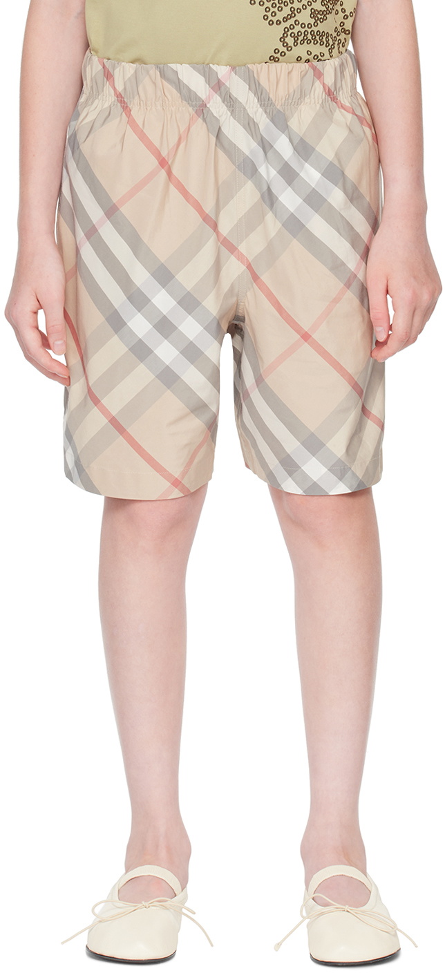 Burberry Kids Beige Check Shorts Burberry