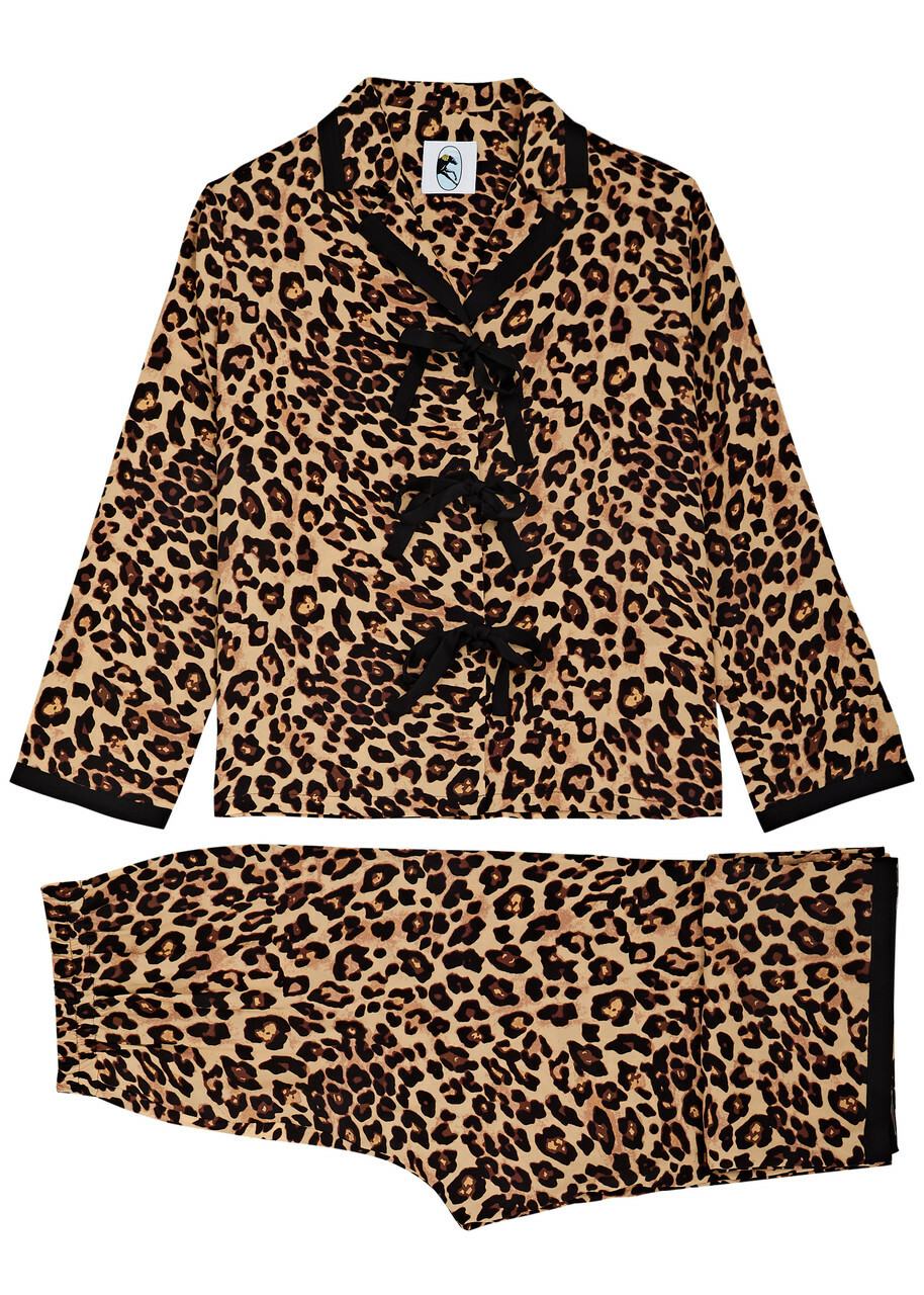 Sleeper The Bow Leopard-print Twill Pyjama set Sleeper