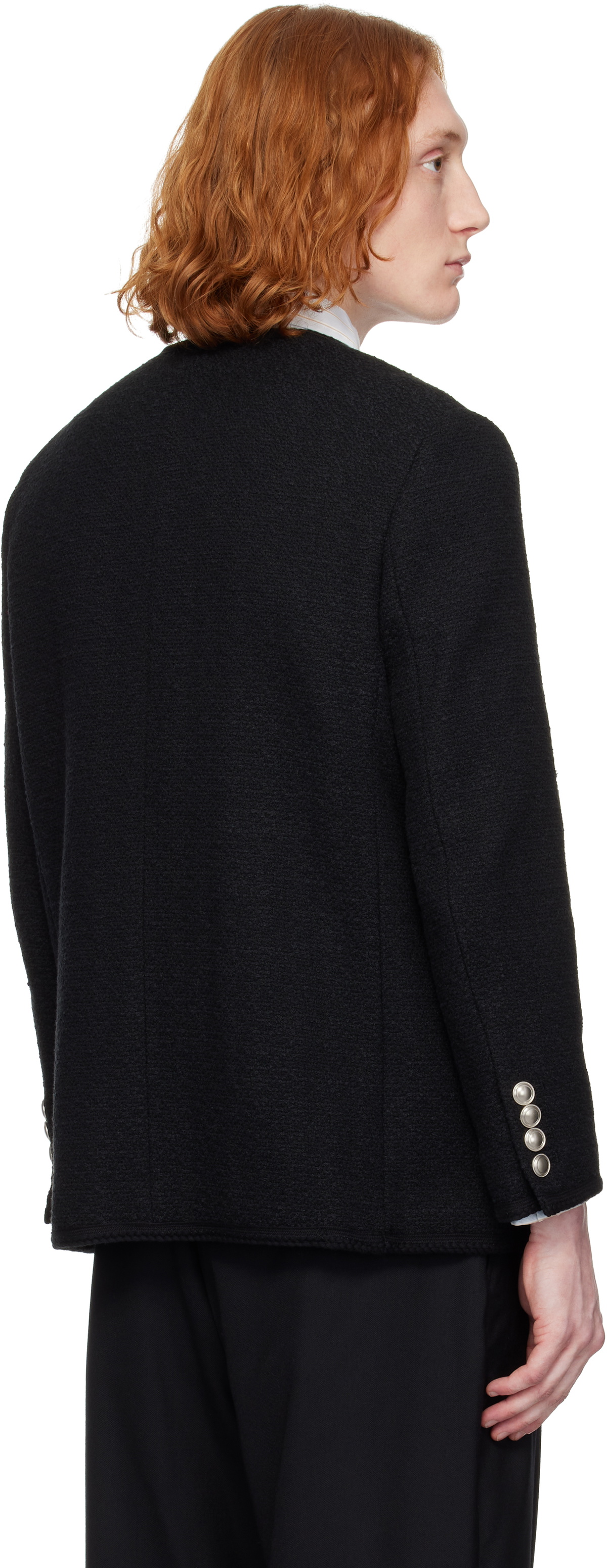 Dunst Black Collarless Tweed Jacket Dunst