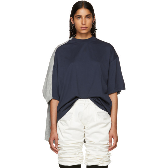 Y/Project Grey and Navy Double T-Shirt Y/Project