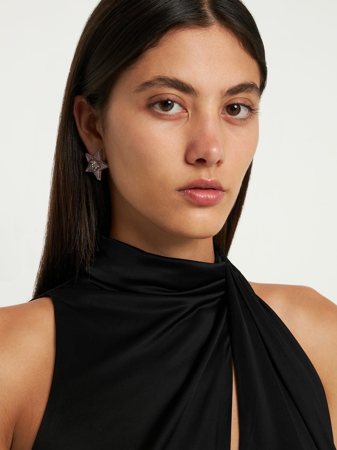 VERSACE - Star & Crystal Medusa Stud Earrings Versace