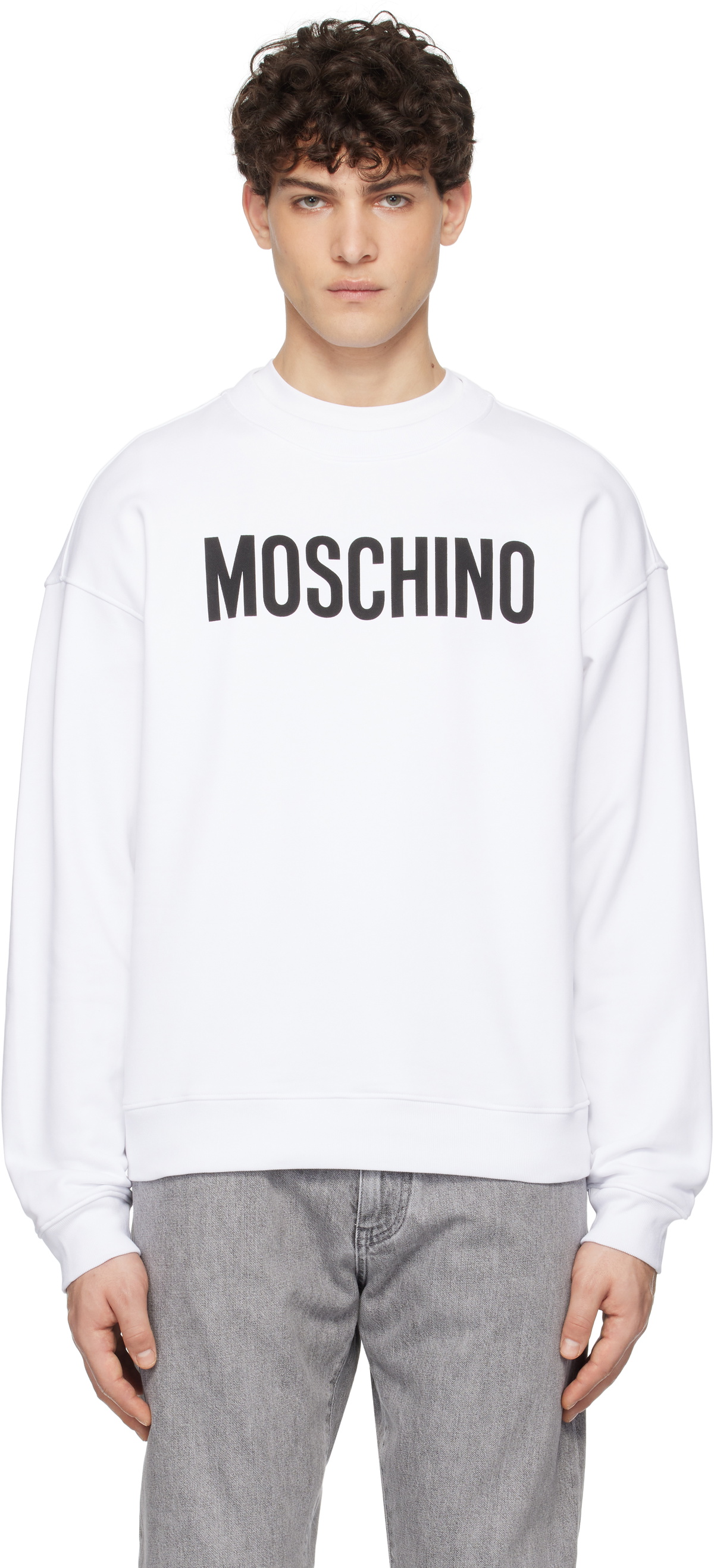 Moschino White 'Moschino' Institutional Sweatshirt Moschino
