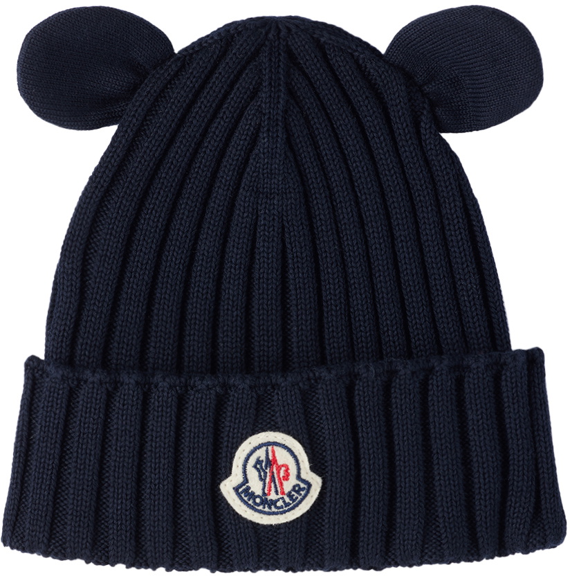 Moncler Enfant Baby Navy Cotton Beanie Moncler Enfant