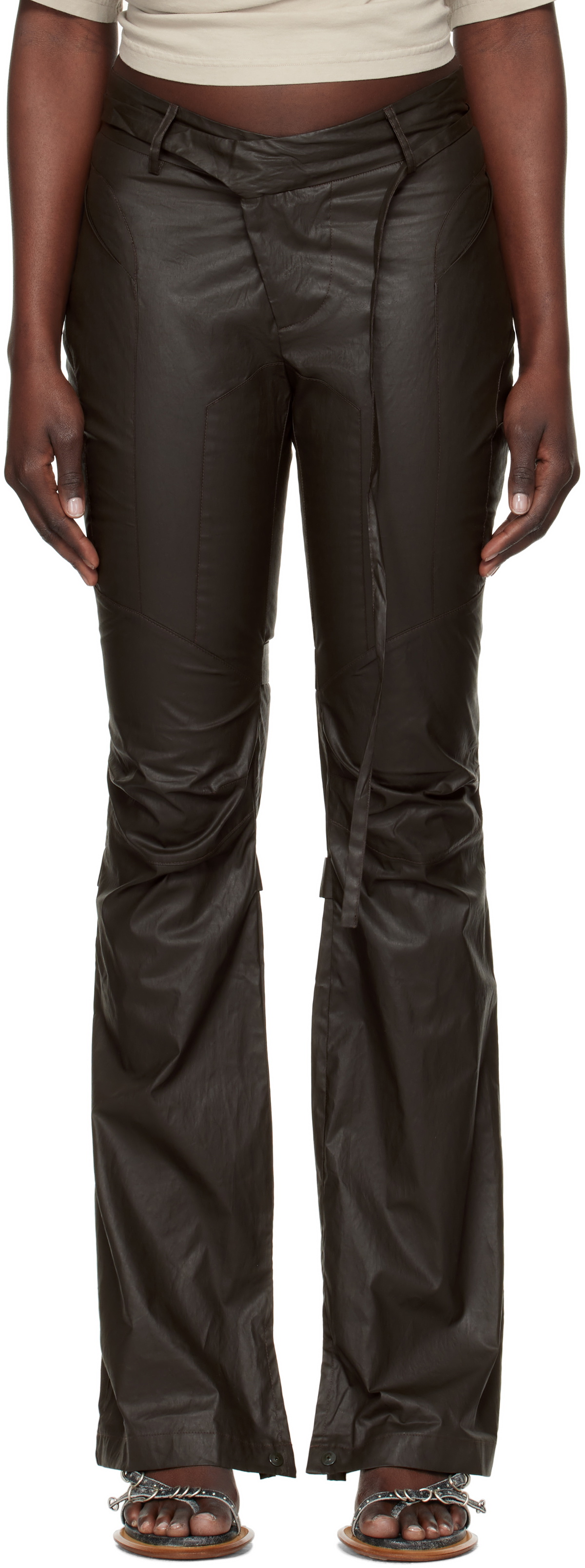 Ottolinger Brown Deconstructed Flared Pants Ottolinger
