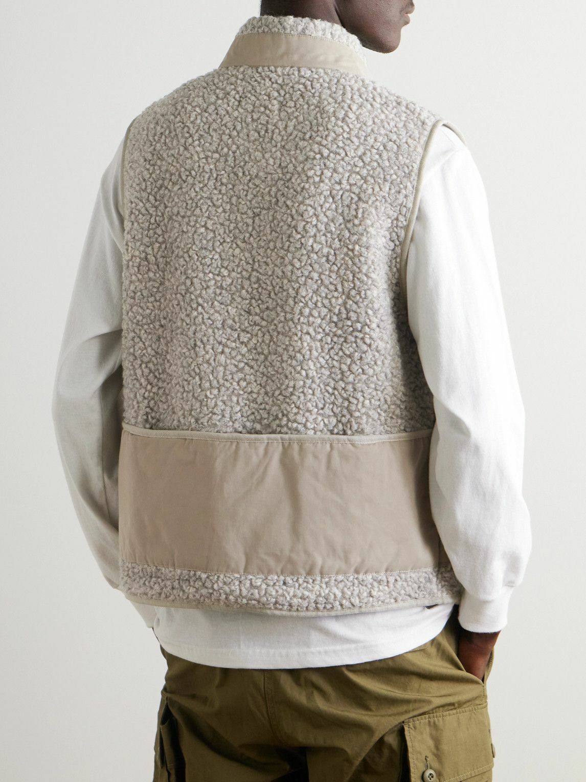 Folk - Signal Shell-Trimmed Cotton-Fleece Gilet - Neutrals Folk
