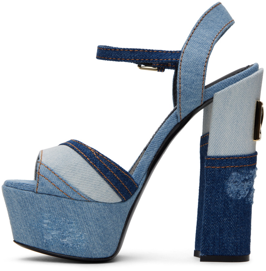 Dolce & Gabbana Blue Patchwork Denim Platform Heeled Sandals Dolce ...