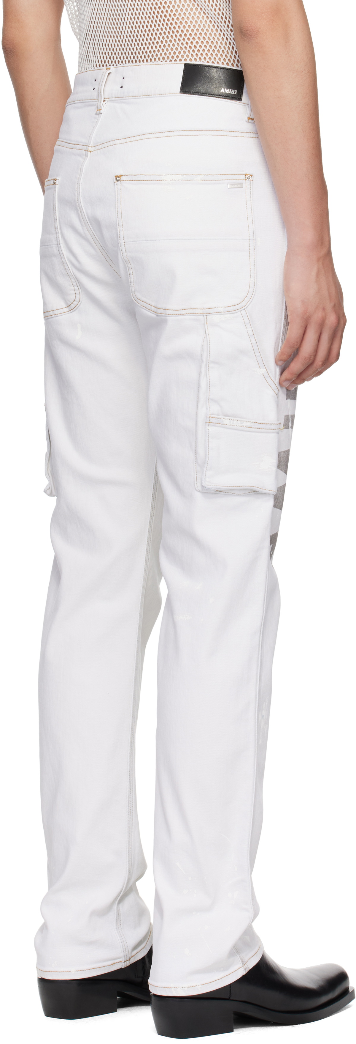 AMIRI Blue Army Logo Painted Slim Workman Jeans Amiri