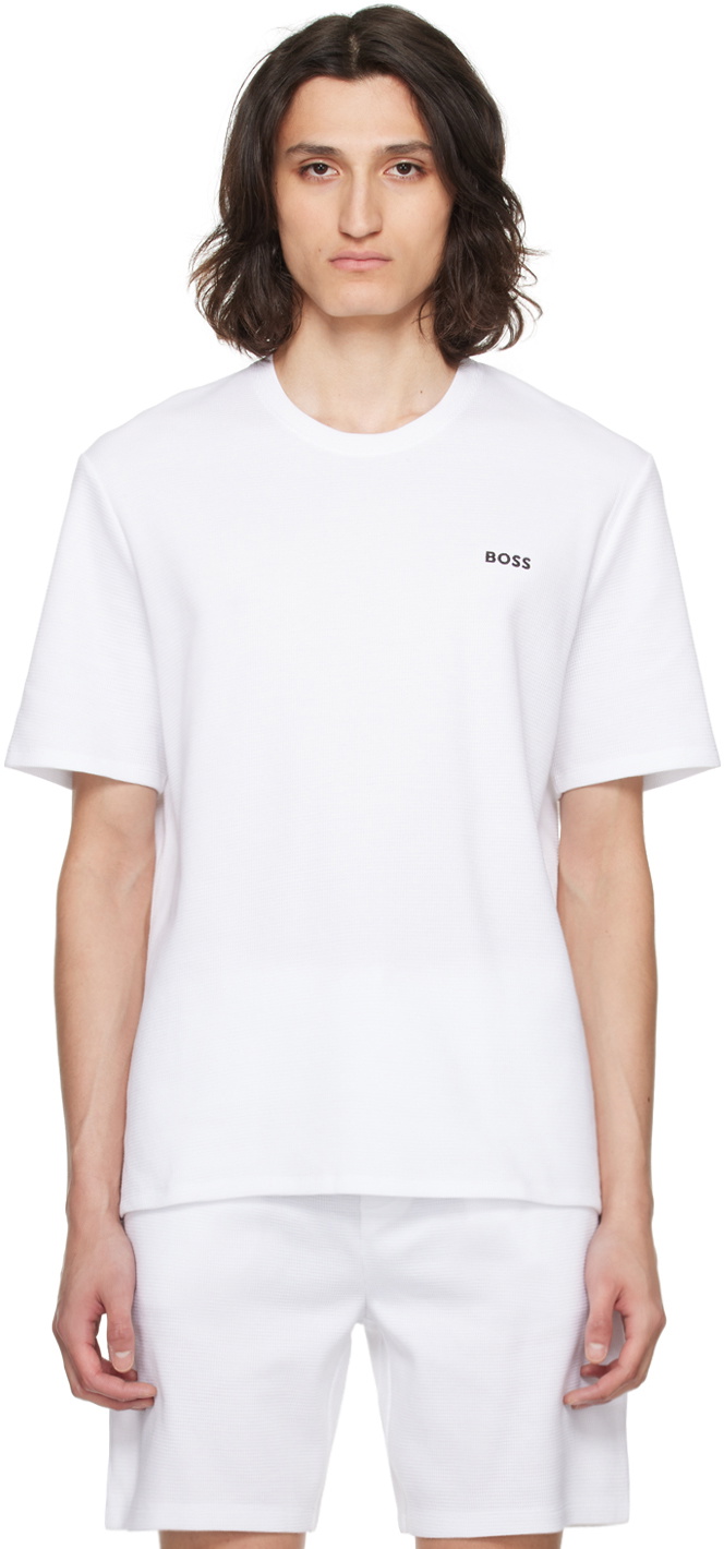 BOSS White Embroidered T-Shirt BOSS