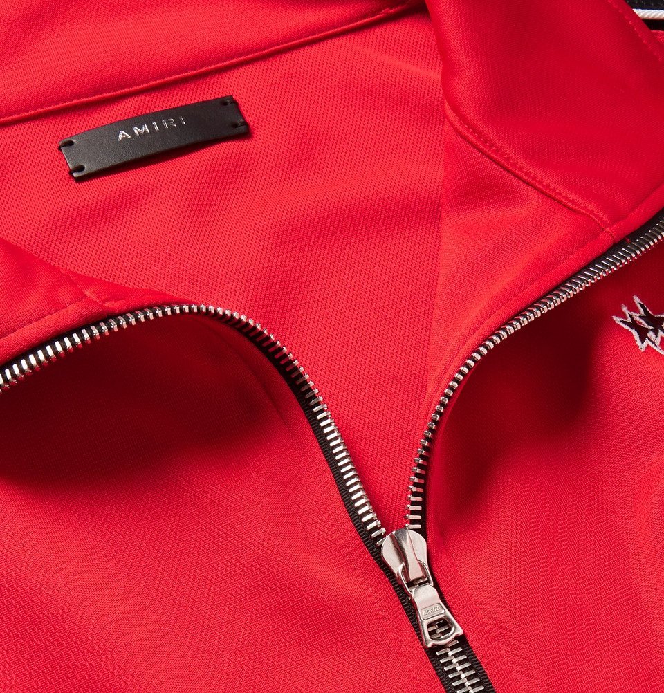 AMIRI - Leather-Trimmed Tech-Jersey Track Jacket - Men - Red Amiri