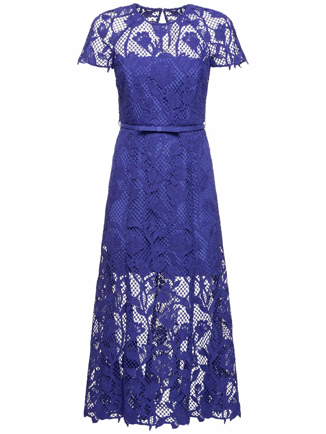 SELF-PORTRAIT Lace Short Sleeve Midi Dress Self-Portrait