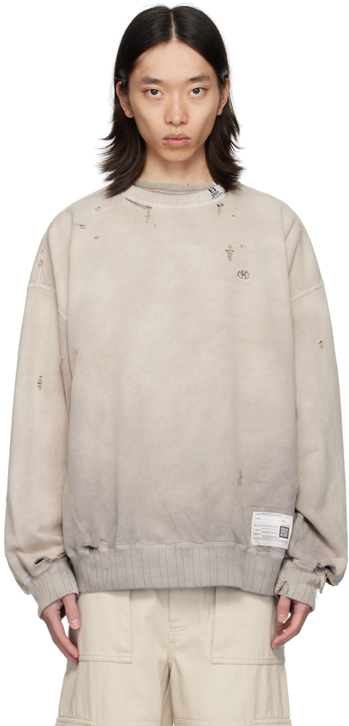 Maison MIHARA YASUHIRO Beige Distressed Sweatshirt Maison MIHARA YASUHIRO