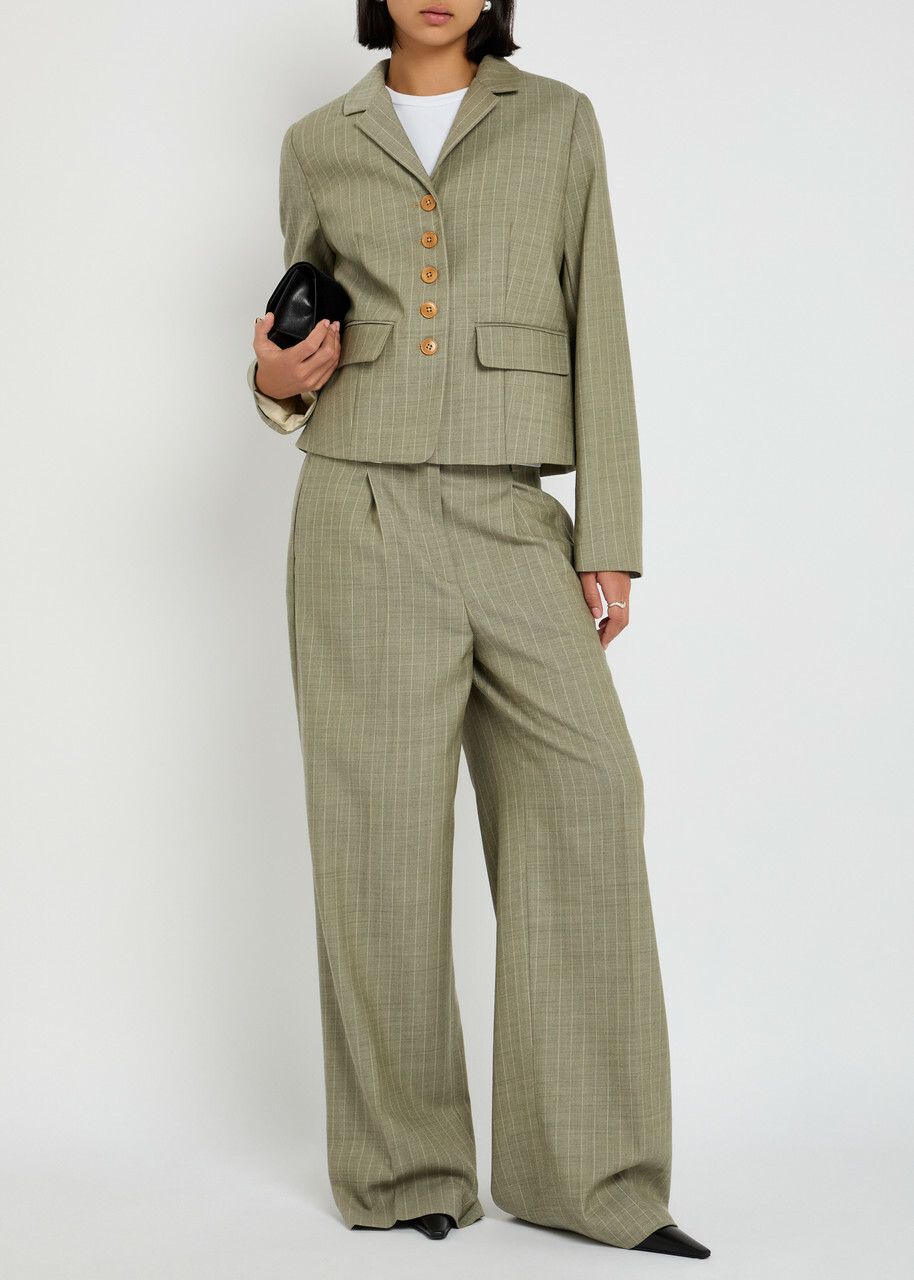Skall Studio Blonde Pinstripe Wool Jacket Grey Skall Studio