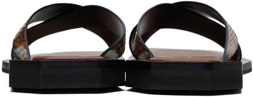 Wales Bonner Brown Snake-Embossed Sandals Wales Bonner