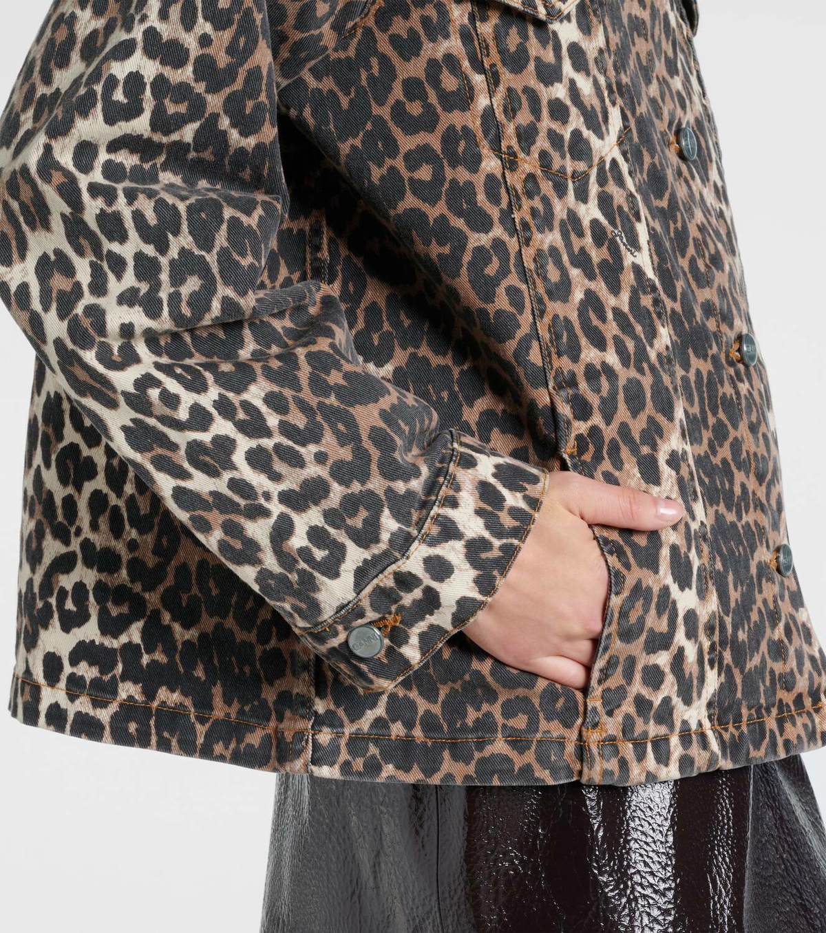 Ganni Leopard-print denim jacket GANNI