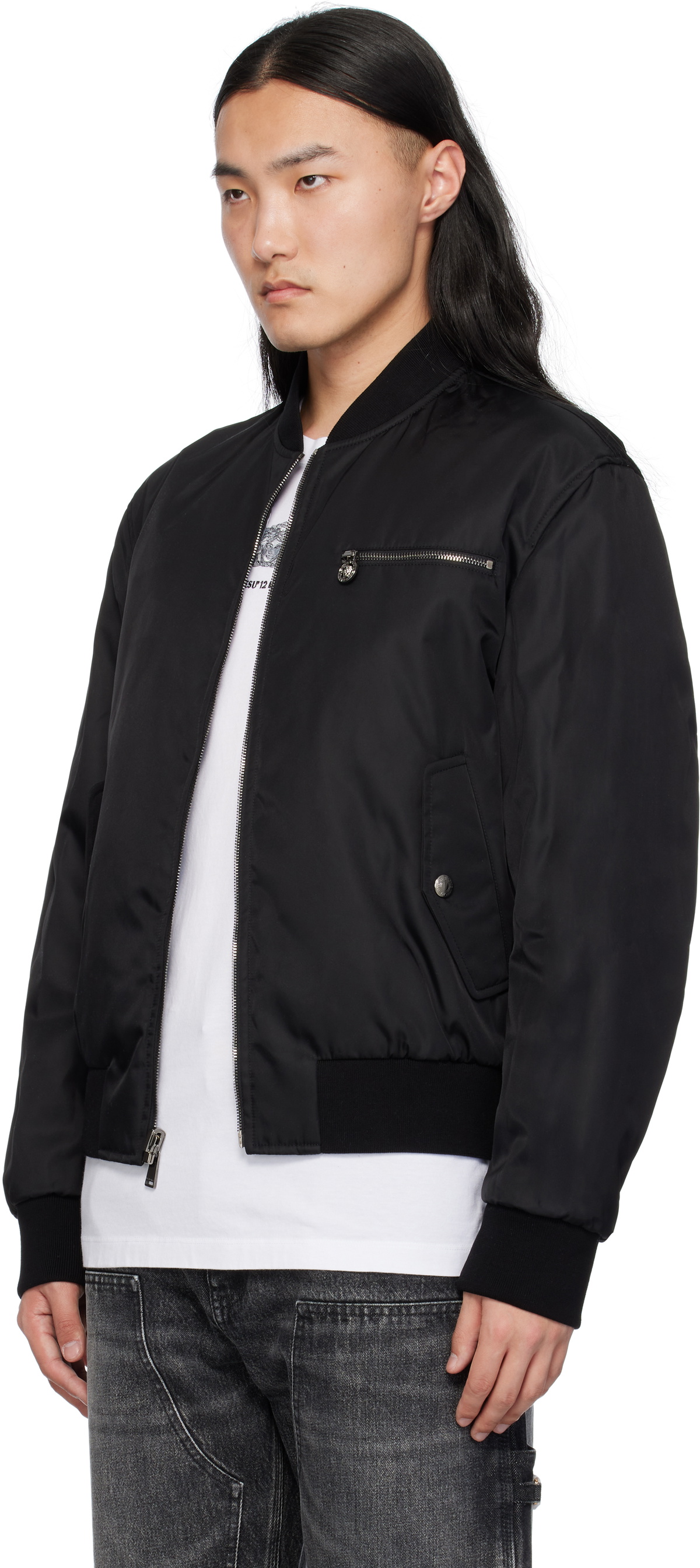 Versace Black Medusa Chains Reversible Bomber Jacket Versace