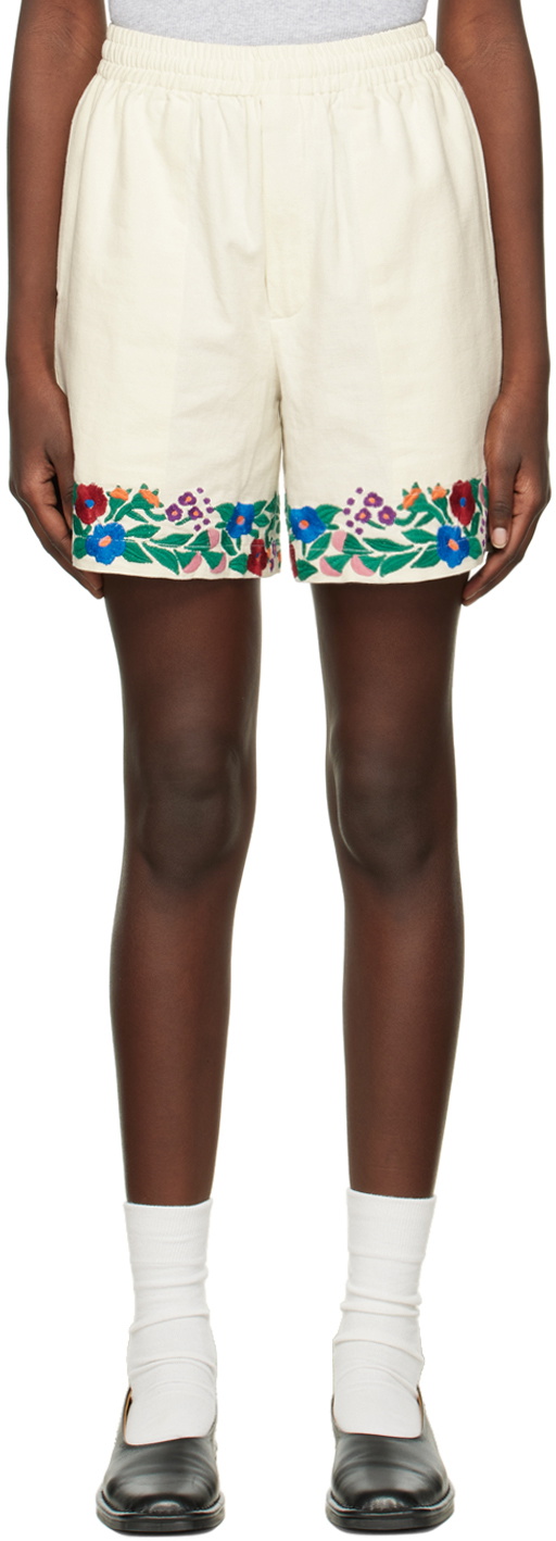 Bode Off-White Winter Garden Shorts Bode