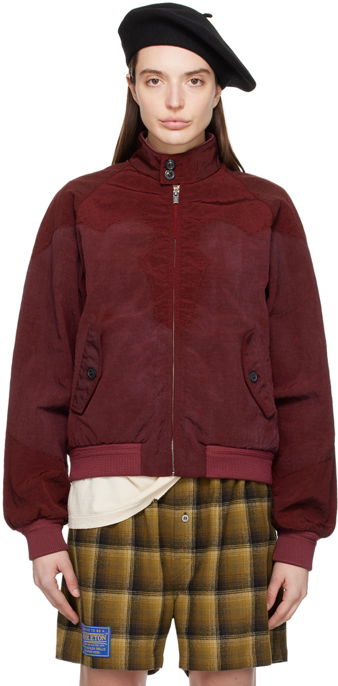 Maison Margiela Burgundy Raglan Sleeve Bomber Jacket Maison Margiela