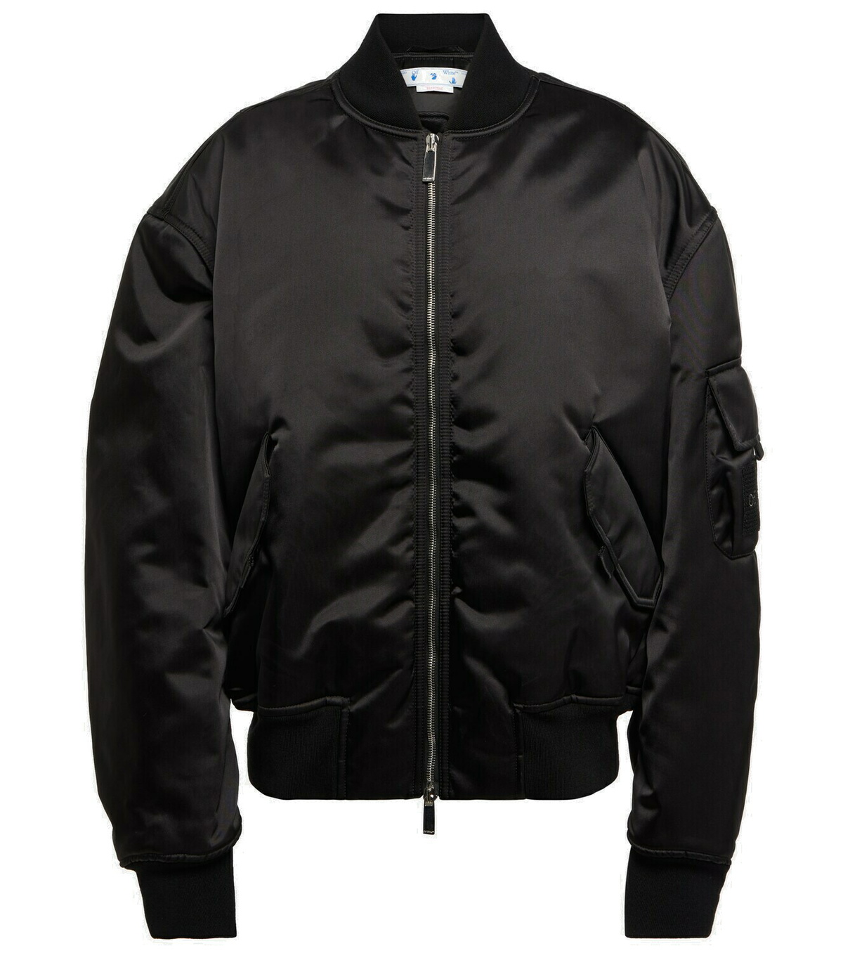 Off-White Black Cropped Varsity Bomber Jacket Off-White