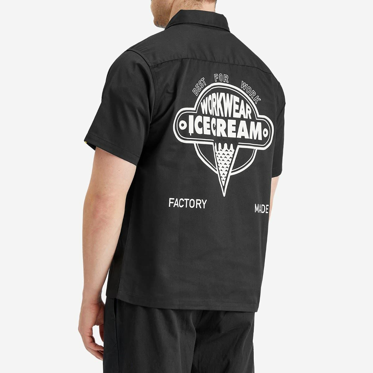 ICECREAM Men's Quarter Zip Work Shirt in Black ICECREAM
