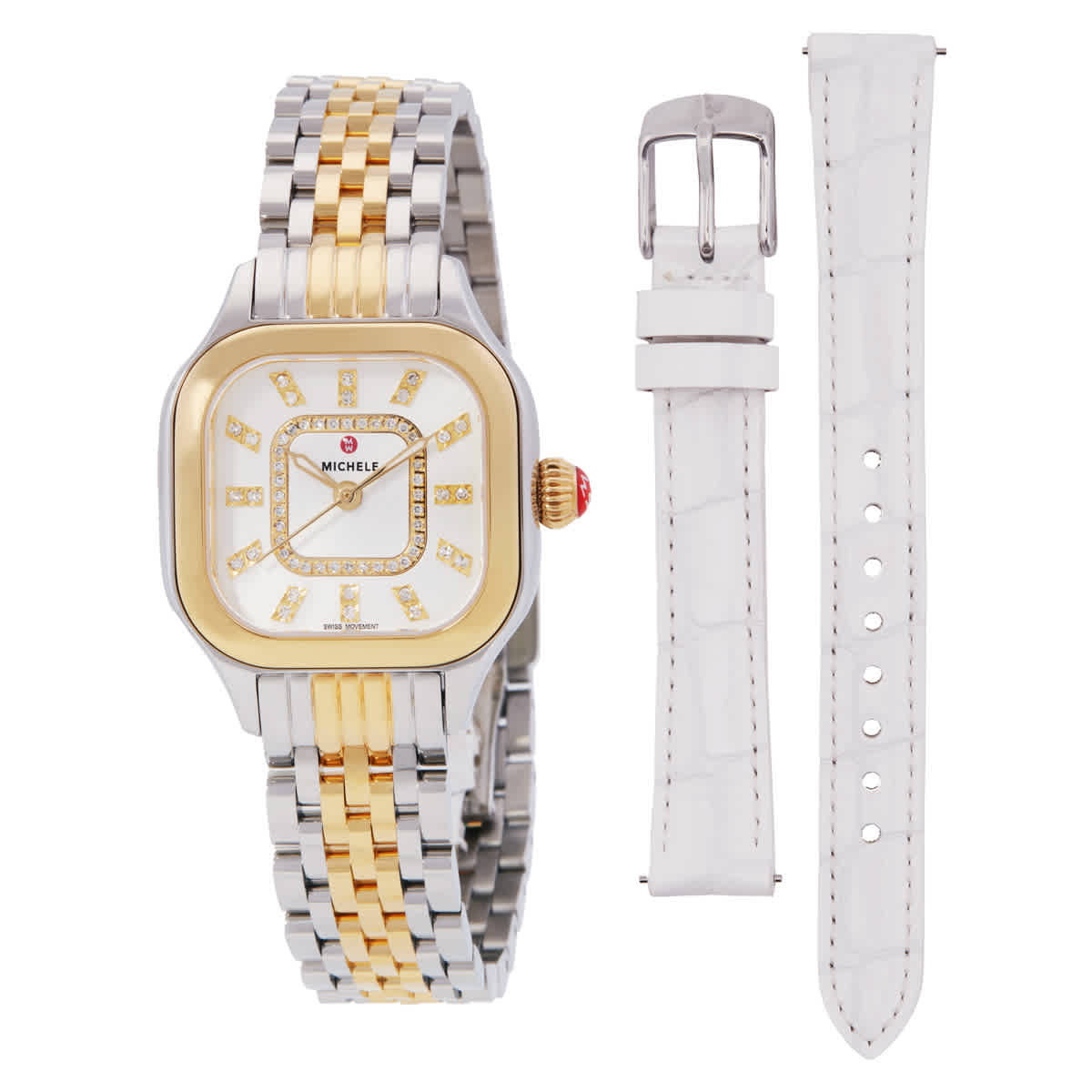 Michele Meggie Two-Tone 18K Gold-Plated Diamond Dial Watch Gift Set Michele
