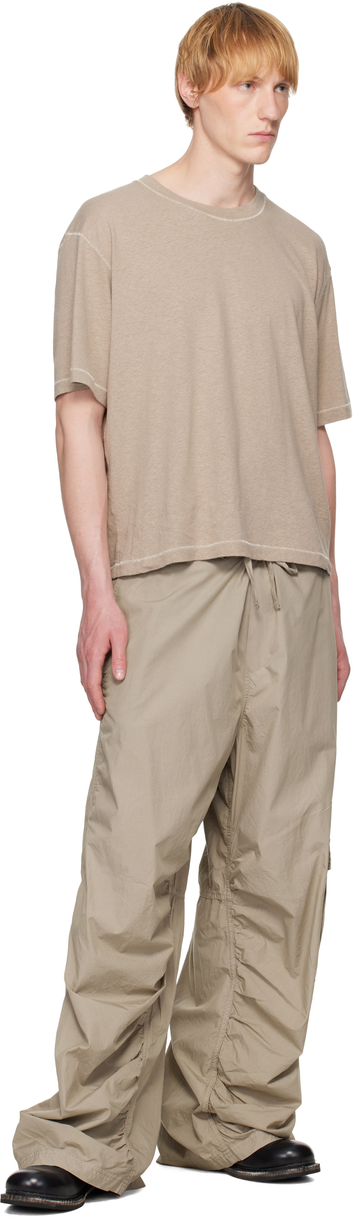 HOPE Beige Loose Drawstring Collapse Cargo Pants HOPE