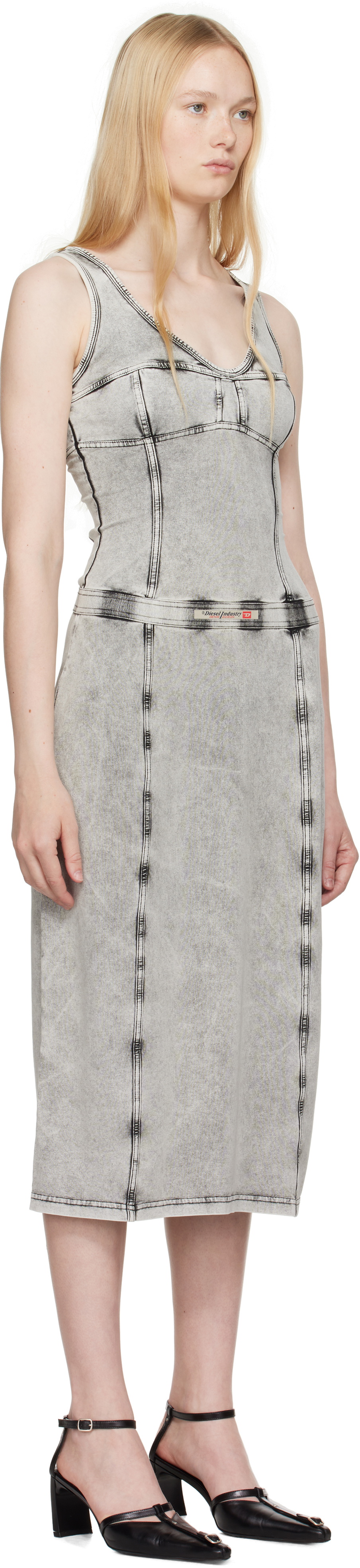 Diesel Gray D-Inny Midi Dress Diesel