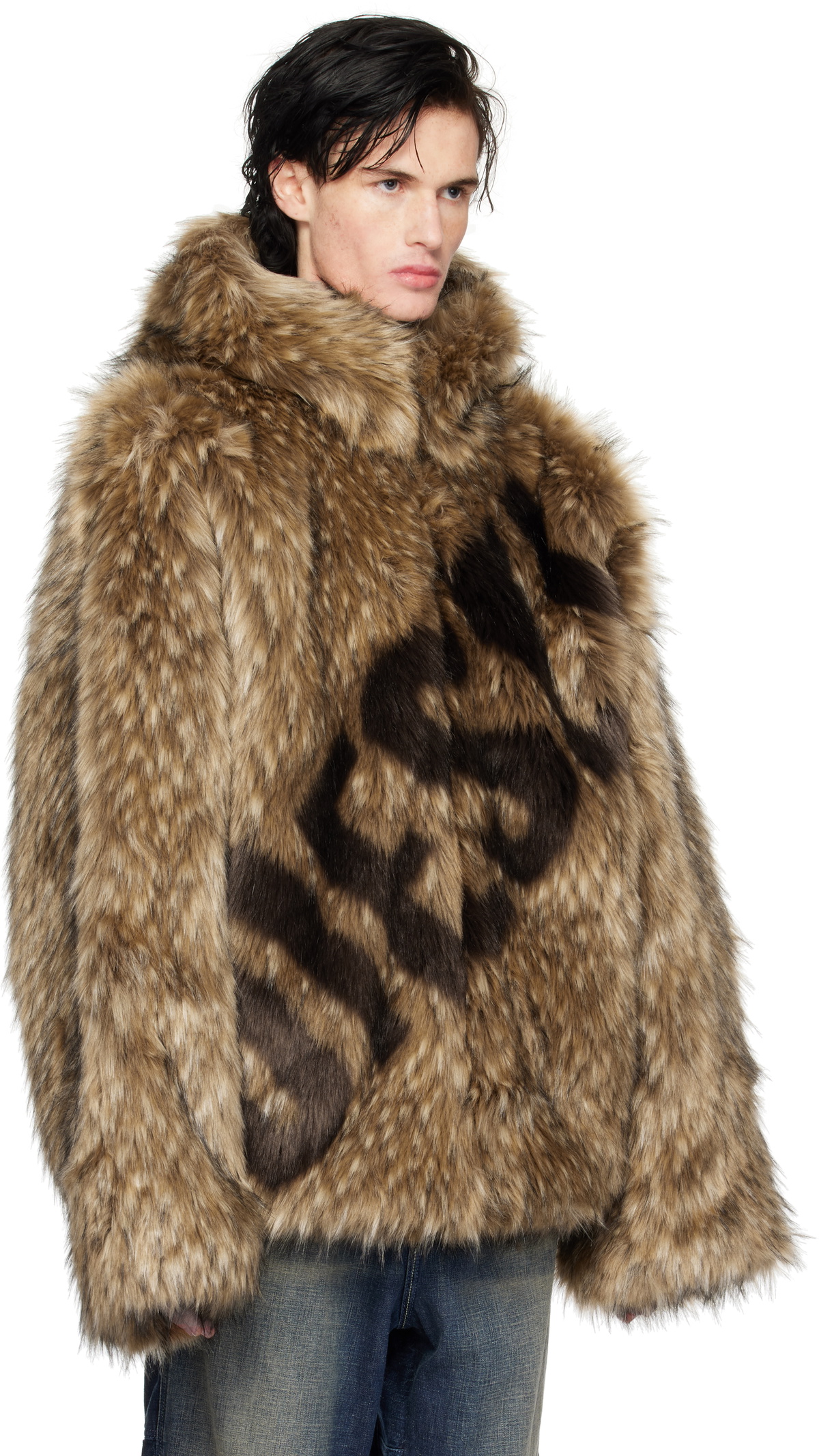 Diesel Brown W-Mag Faux-Fur Coat Diesel