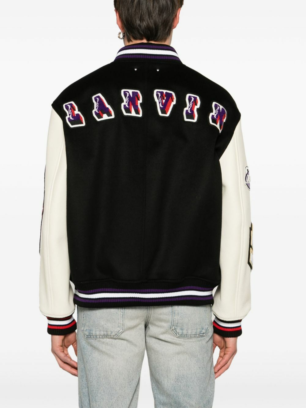 Lanvin Black Logo-Patch Varsity Jacket Lanvin
