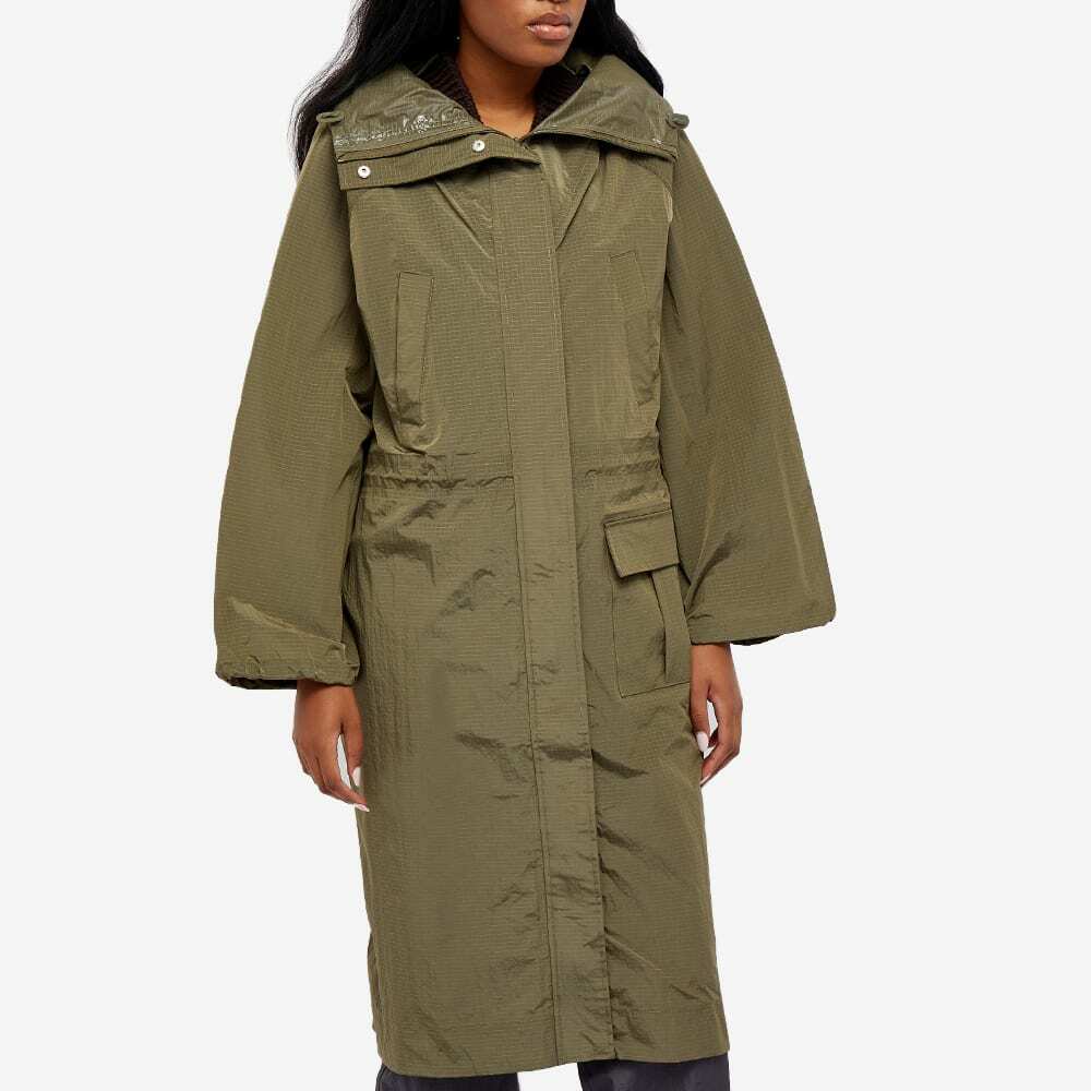 GANNI Women's Software Logo Parka Jacket Coat in Kalamata GANNI
