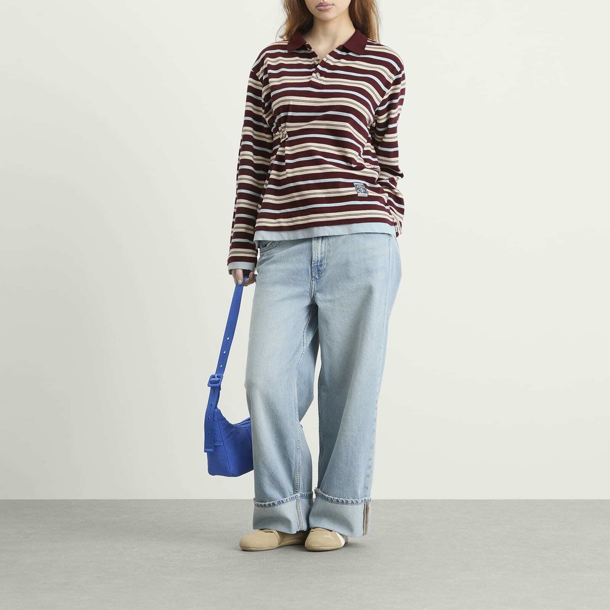Damson Madder Women's Noah Cinch Layered Rugby Shirt in Choc/Blue ...