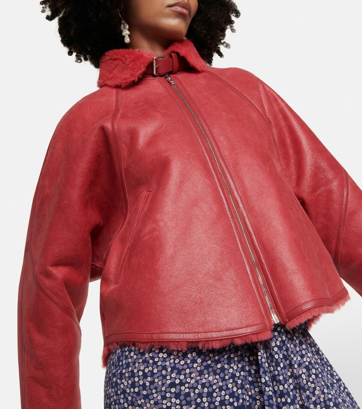 Isabel Marant Acassy shearling-trimmed leather jacket Isabel Marant