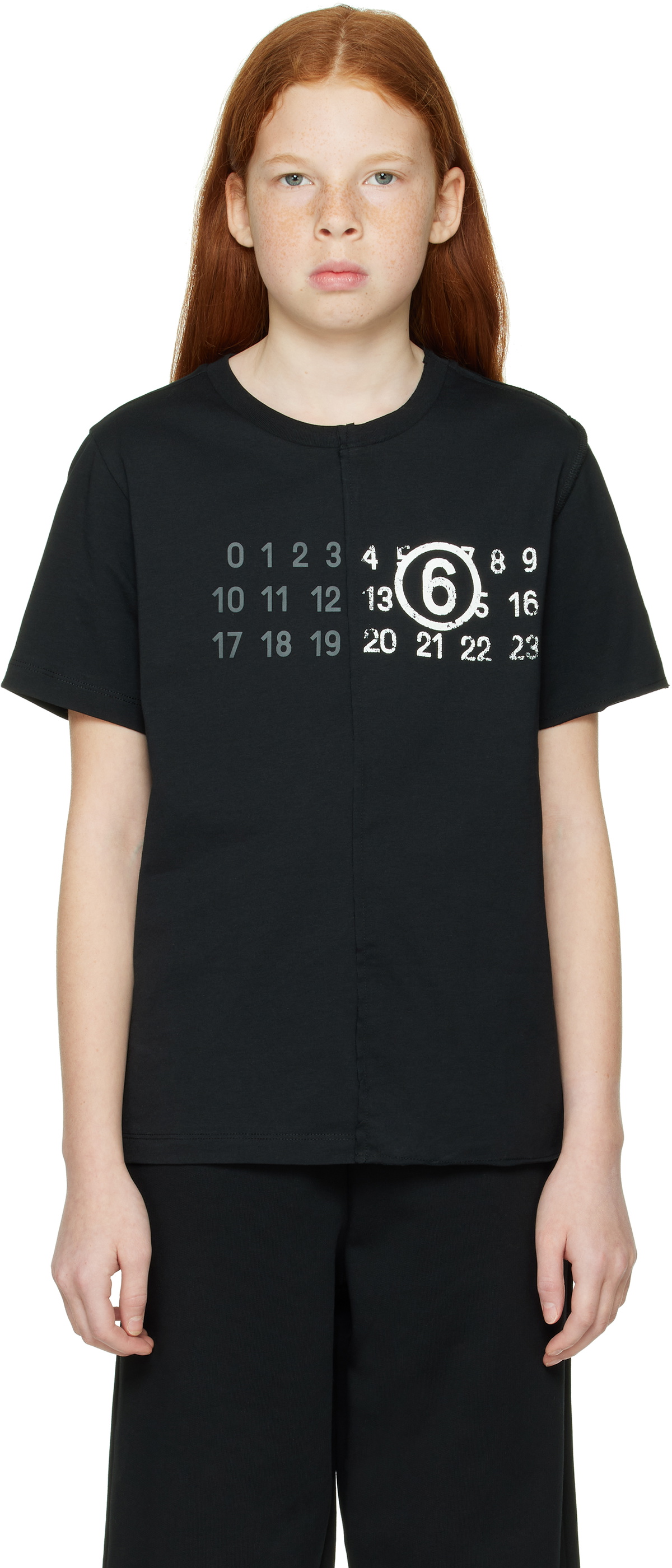 MM6 Maison Margiela Kids Black Printed Logo T-shirt MM6 Maison Margiela