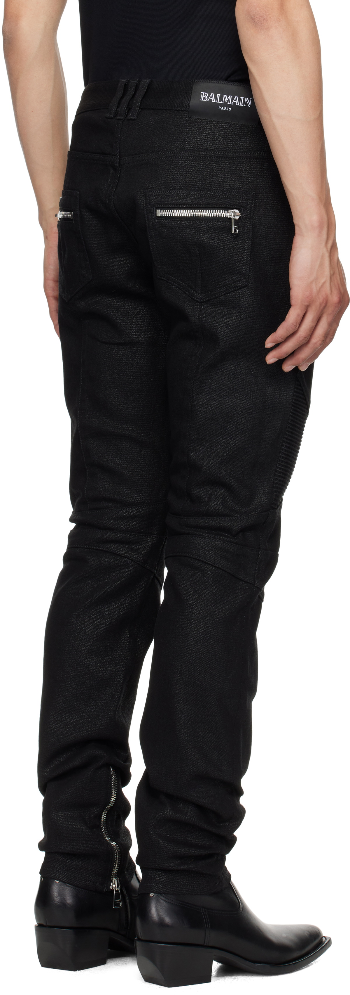 Balmain Black Slim-Fit Biker Jeans Balmain