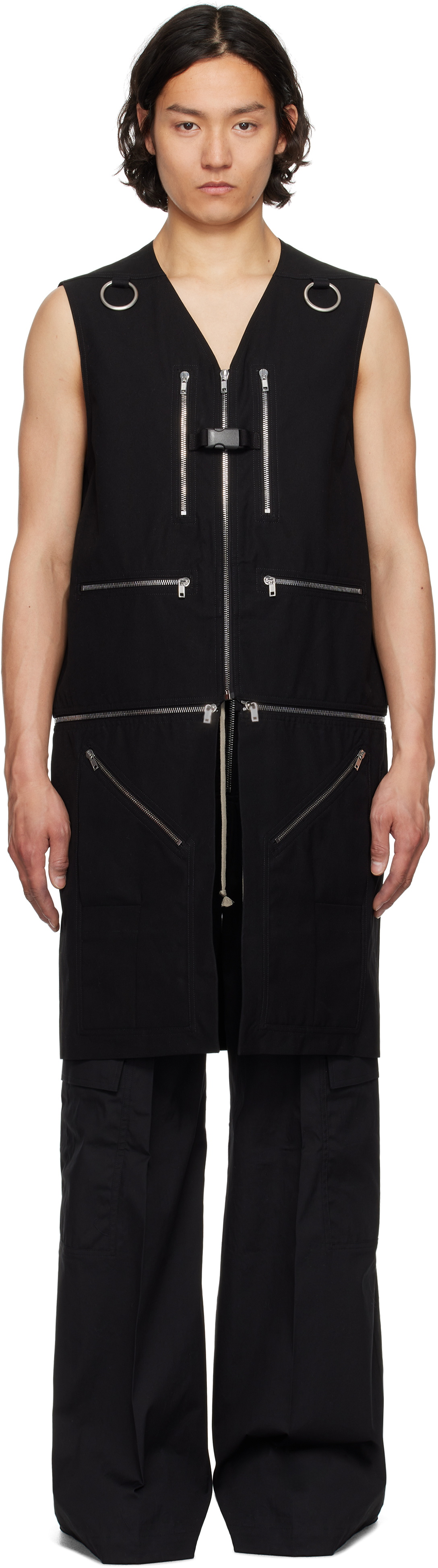 Rick Owens Black Hollywood Headon Utility Vest Rick Owens