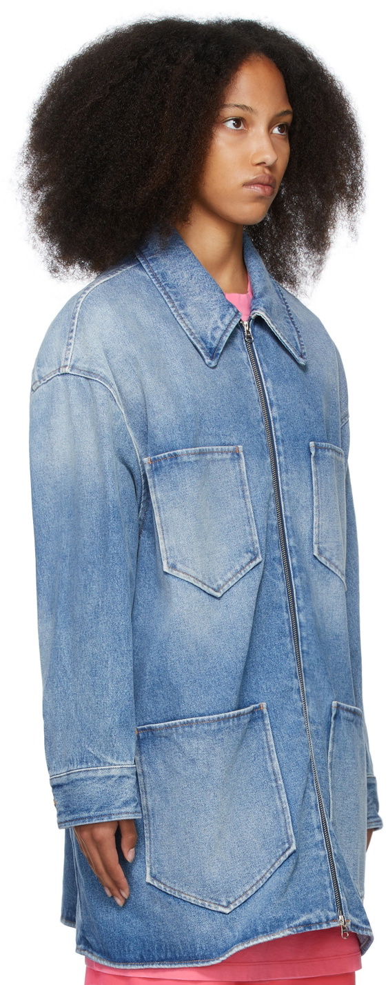 MM6 Maison Margiela Blue Denim Zip-Up Jacket MM6 Maison Margiela