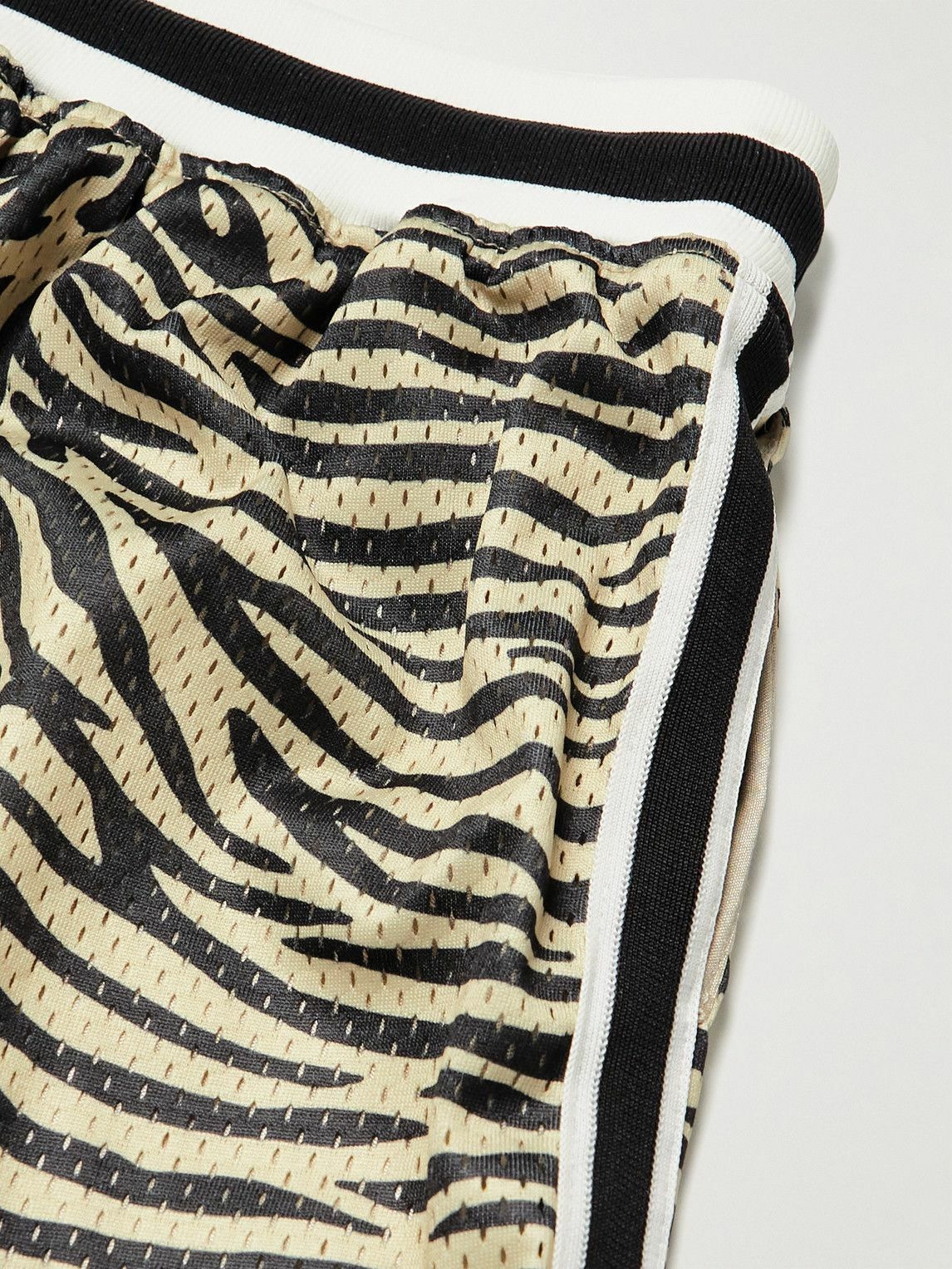 John Elliott - Marty Wide-Leg Zebra-Print Mesh Drawstring Shorts ...